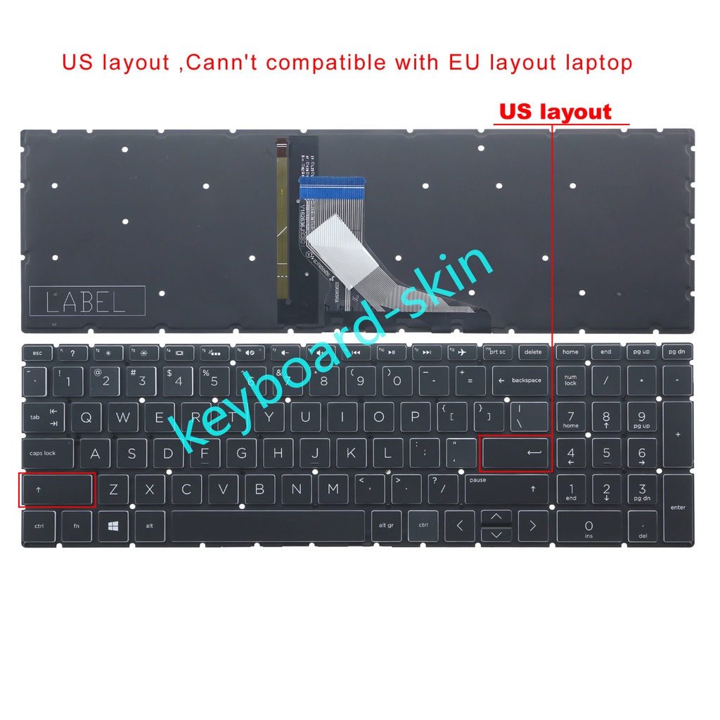 US Keyboard no-frame with backlit for HP ENVY x360 15-cp 15m-ds 15-dq ...