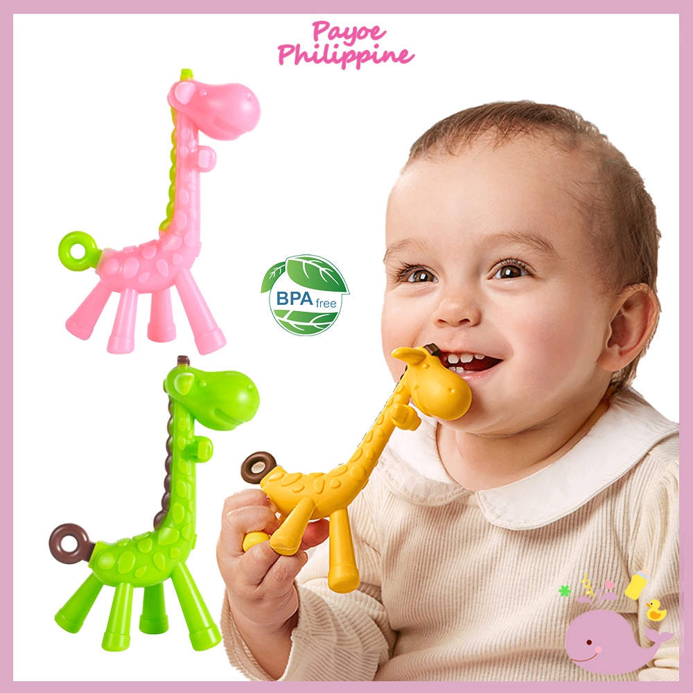 Payoe Baby Silicone Teether Cute Giraffe Teether Infants Biting ...