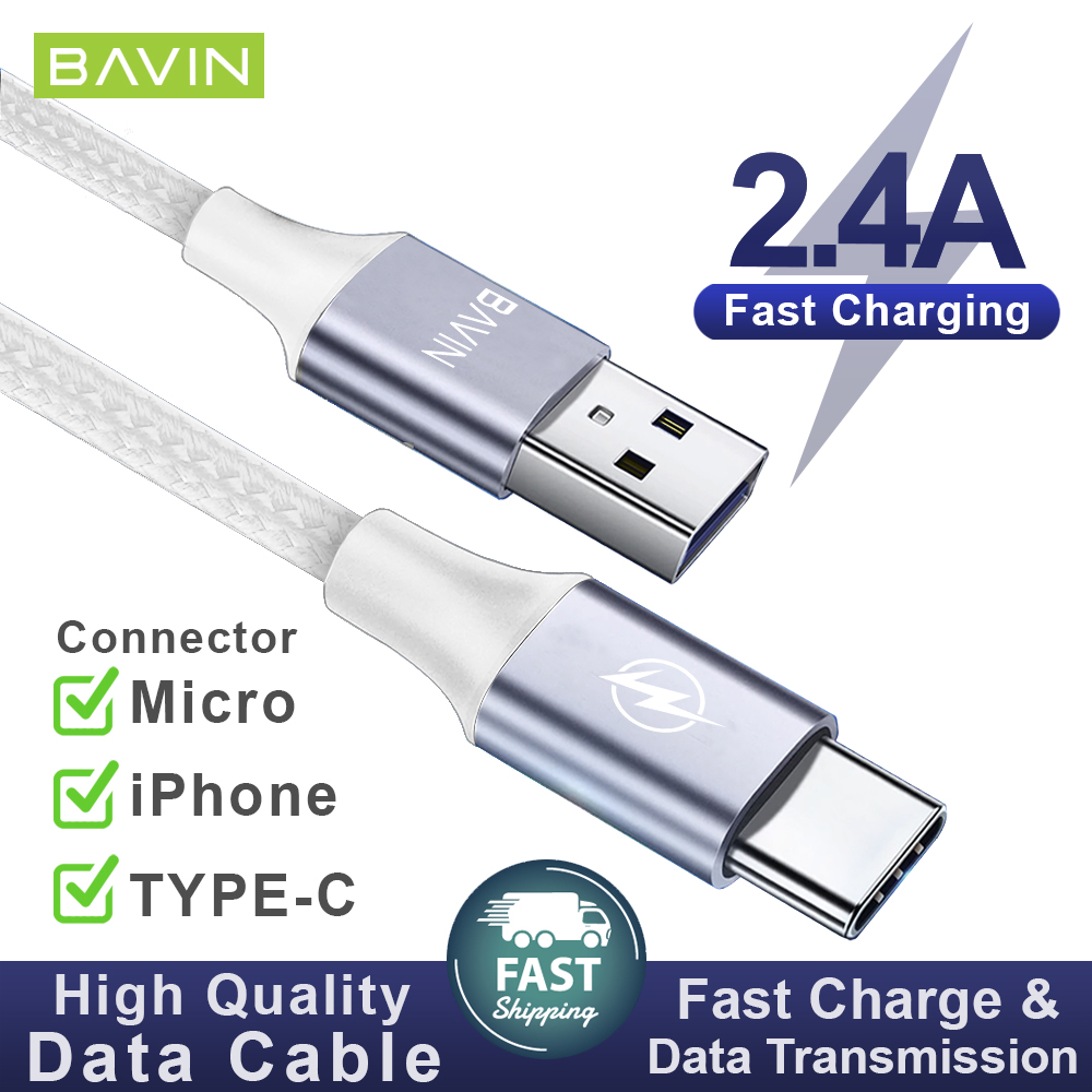 BAVIN CB201 Quick Charging Data Cable Nylon Braided Cable Coated For ...