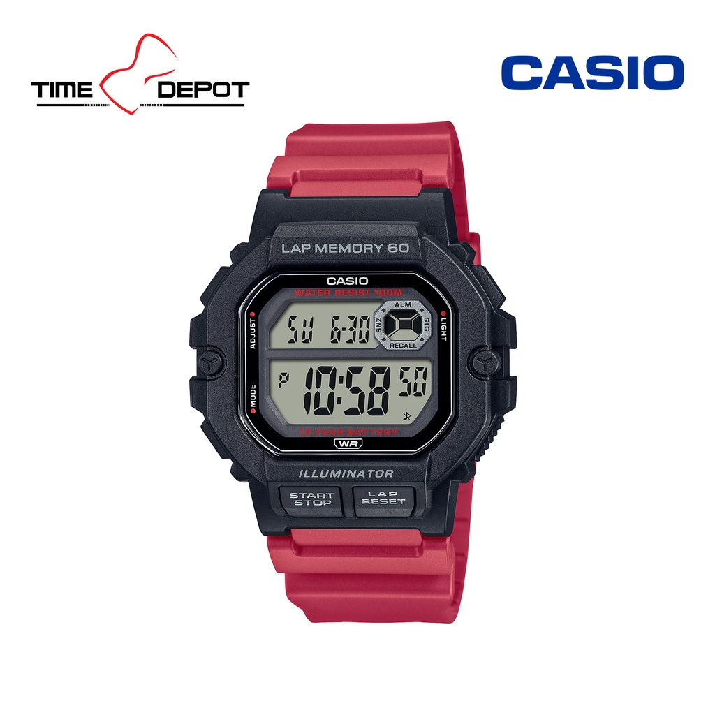 Casio WS-1400H-4AVDF Digital Red Resin Strap Watch For Men | Shopee Philippines