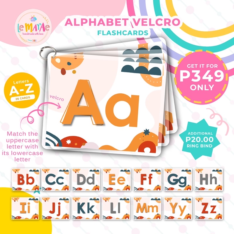 Matching ALPHABET Small Big Laminated Flashcards with Velcro ...