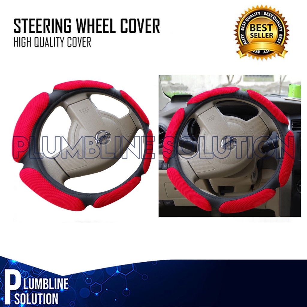 Universal Car Steering Wheel Cover Type E Red / Black Steering ...