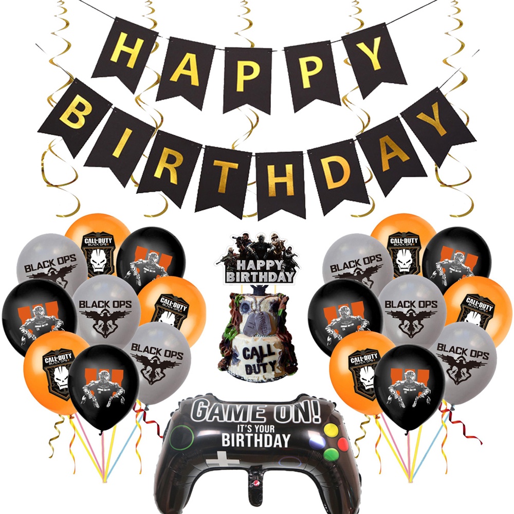 Call Of Duty Theme Birthday Party Supplies Cake Topper HBD Banner ...