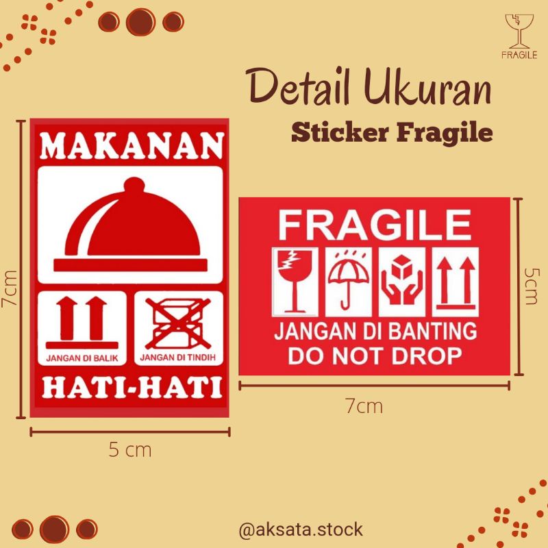 (Unit) Fragile Sticker Don't Branch Cromo Sticker Material (Minimum ...