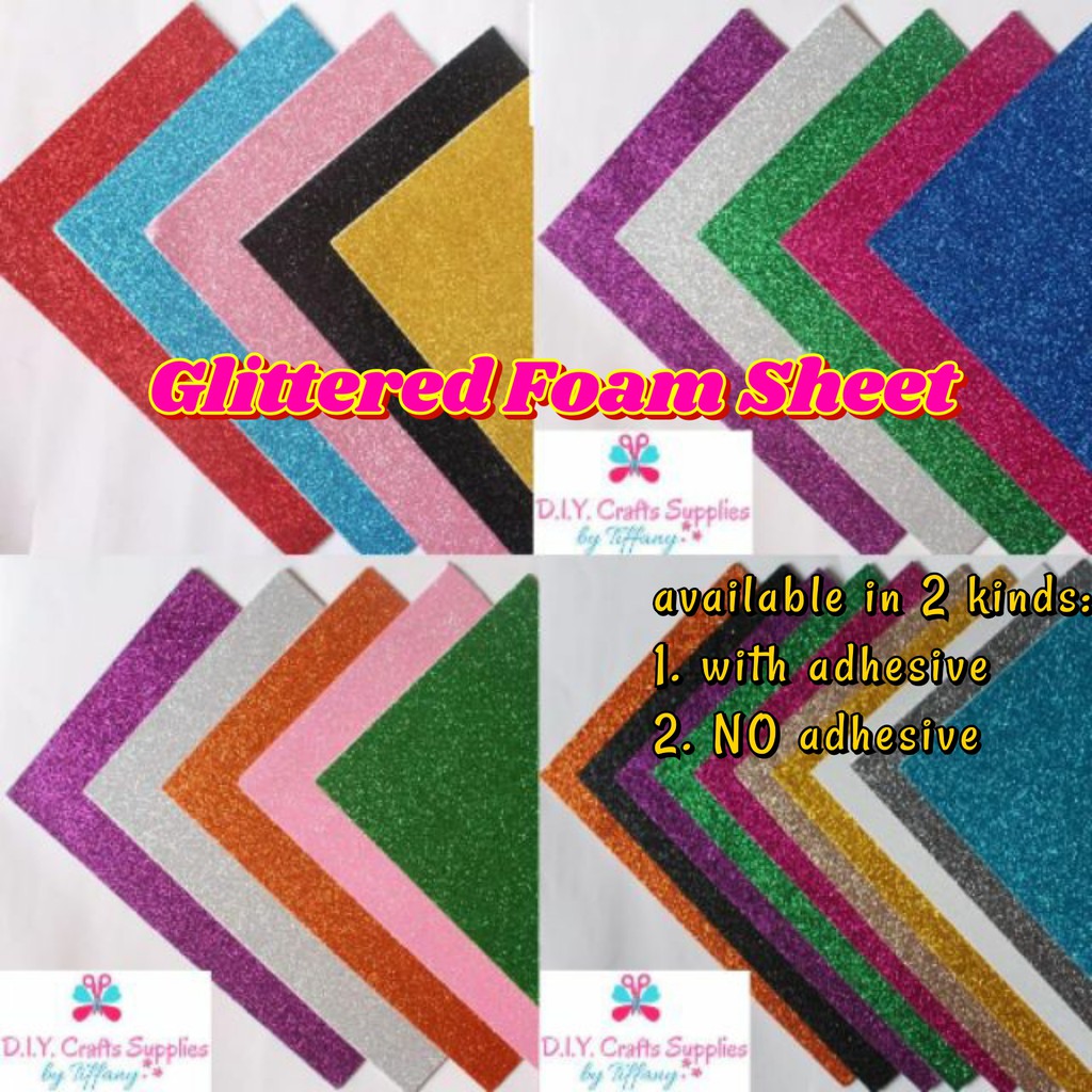 Glittered Foam Sheet (per piece) with adhesive and no adhesive Glitter ...