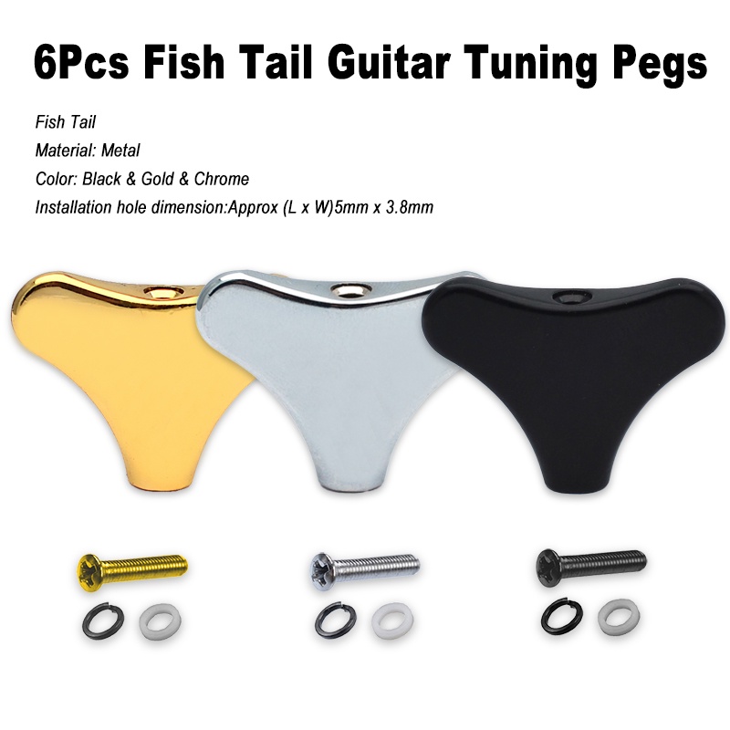 6Pcs Metal Fish Tail Tuning Pegs keys Tuners Machine Heads replacement ...