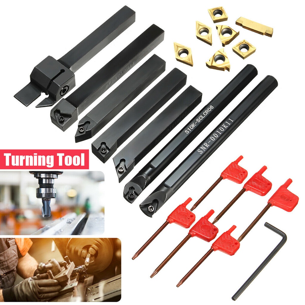 COD 7Pcs Set Of Lathe Turning Tool Holder Boring Bar 10mm Shank +T8 ...