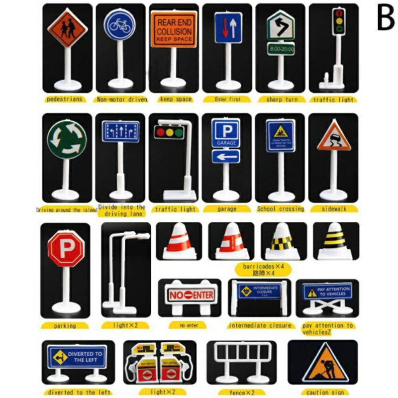 English Mini Road Signs Traffic Sign Signage Diorama Model Architecture ...