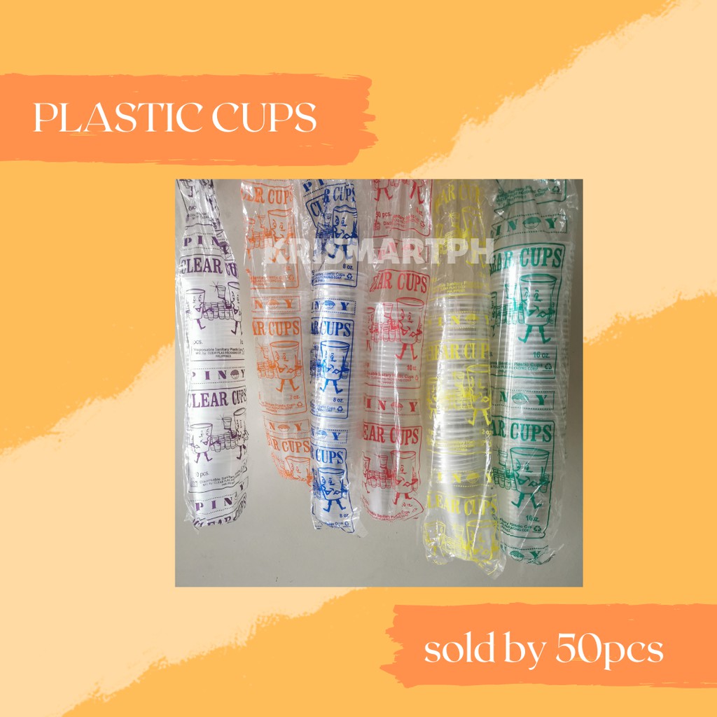 Disposable Plastic Cups Pinoy Clear Cups 50pcs per pack 6/7/8/10/12 ...