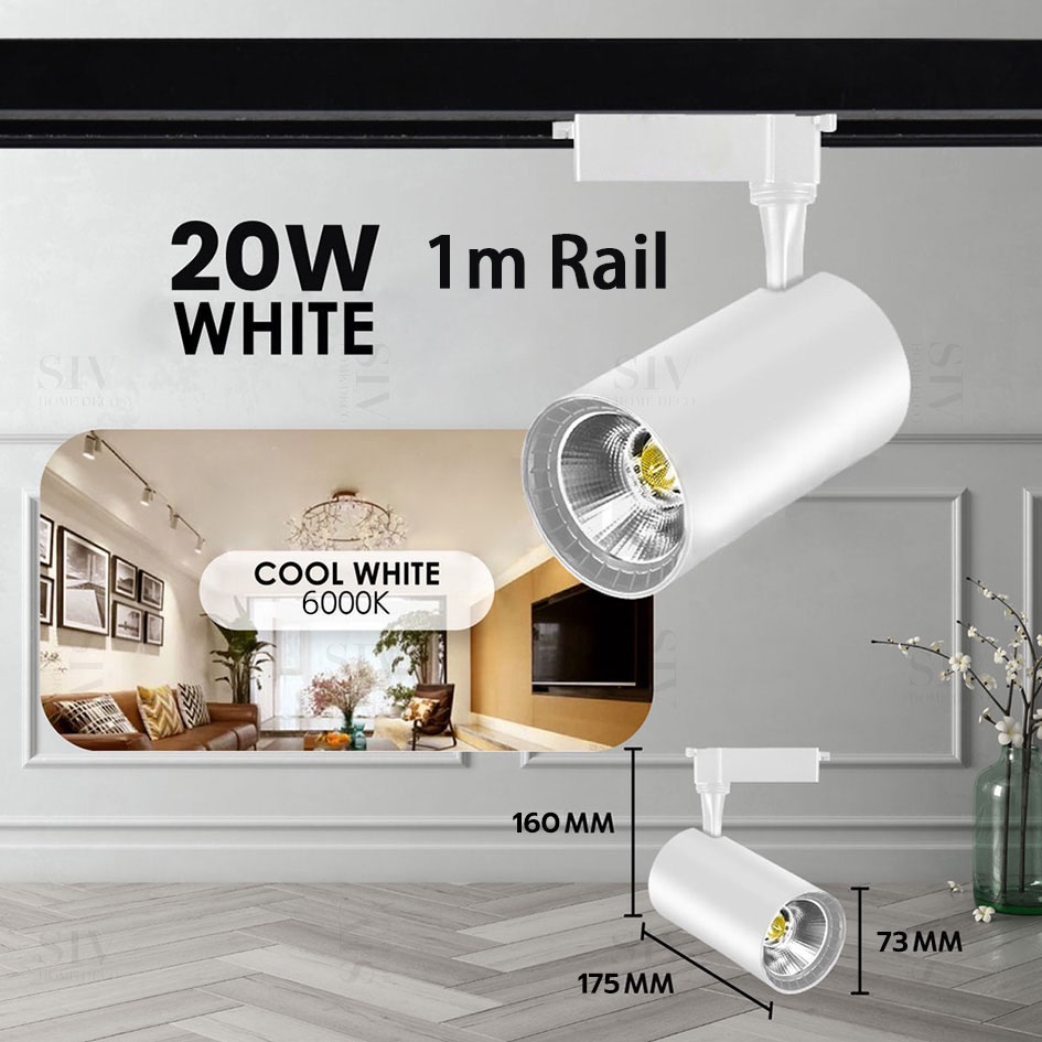 Siv 20W Track Light Set 4 Tracking Lights + 1 Track Spotlight Rail Led ...