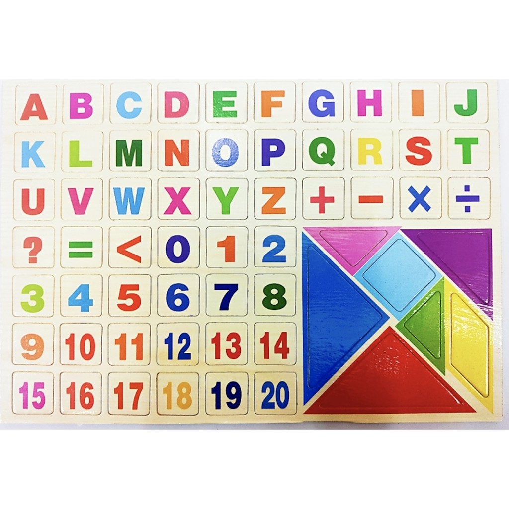 Kids Early Education Wooden Learning Board alphabet, numbers and shapes ...