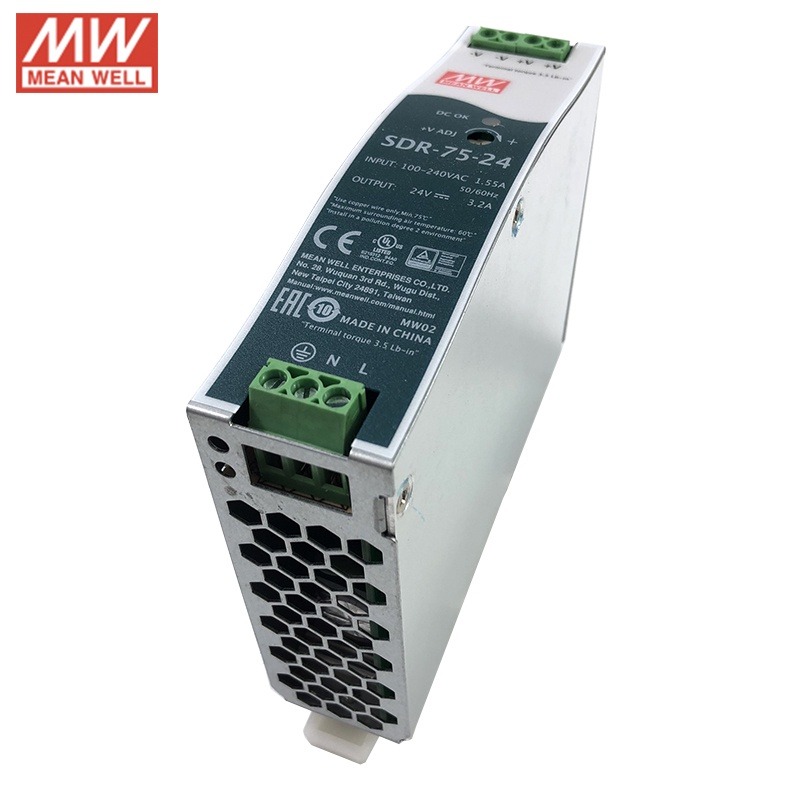 SDR-75-24 MEAN WELL 75W 24V Slim Size DIN Rail Switching Power Supply 110V220V AC To 24VDC 3.2A ...