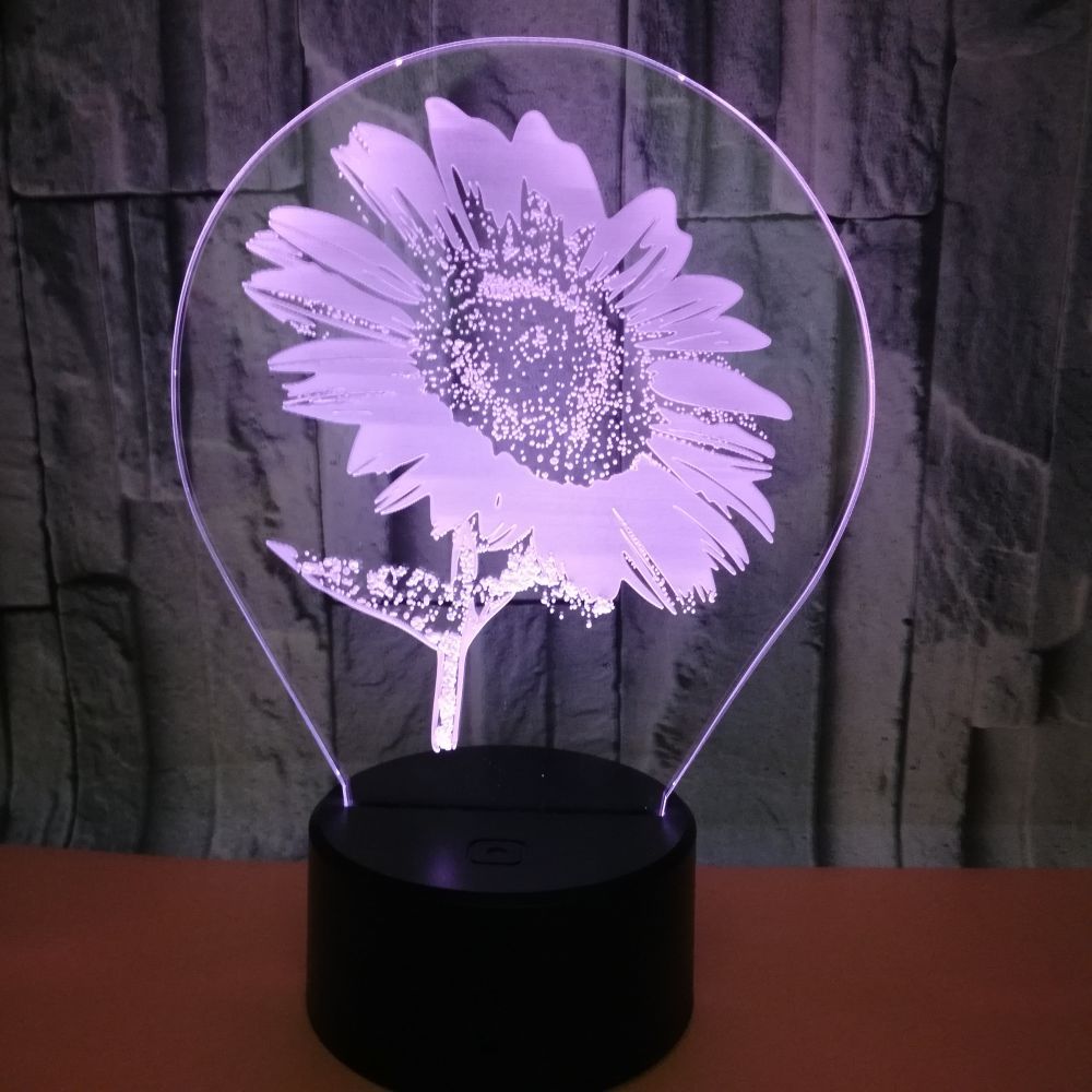 [Big Discount] New Helianthus Sunflower 3D Visual Table Lamp USB ...
