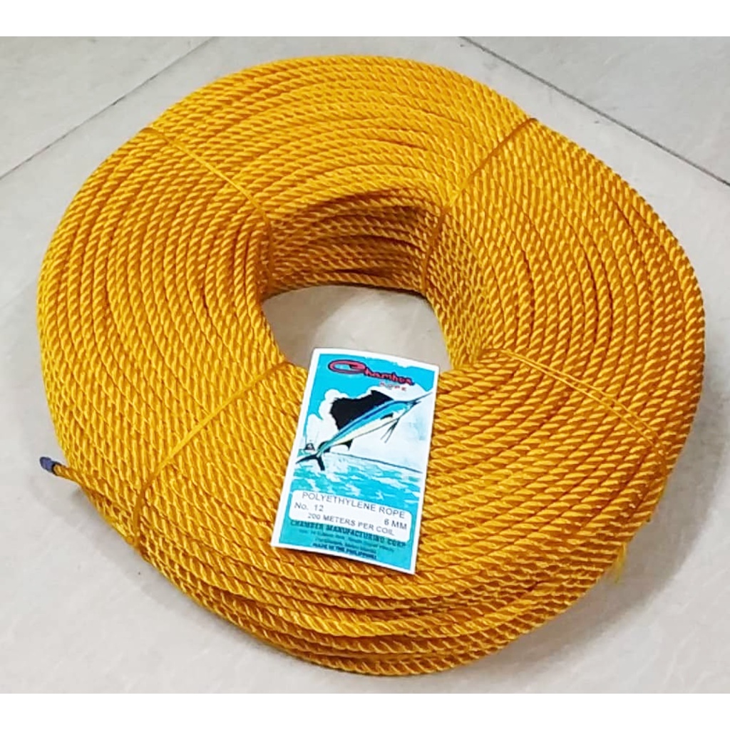 NYLON ROPE NO. 12 ( 6MM THK X 200 MTRS LONG ) TALI LUBID RAMDOM COLOR ...