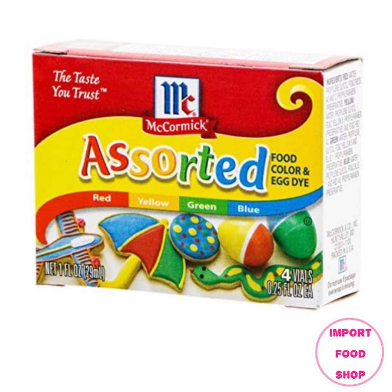 McCormick Assorted Food Color & Egg Dye Red Yellow Green Blue For Doing ...