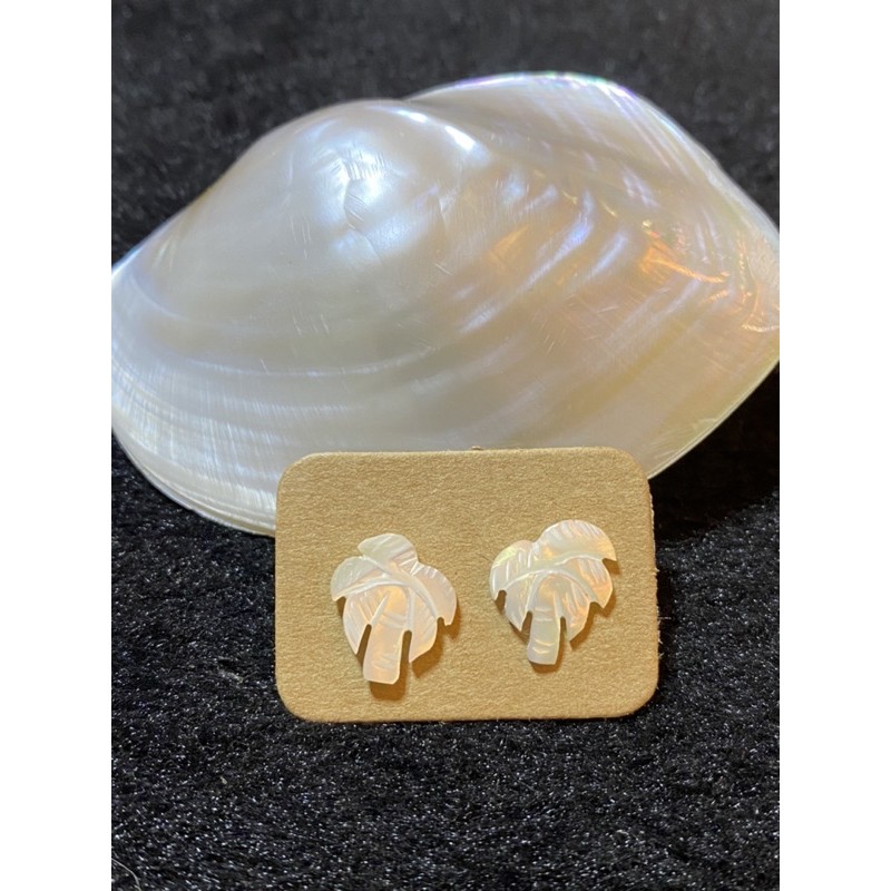 Pearl Shell Earrings Carved In A Minimalist Size Coconut Tree From Real ...