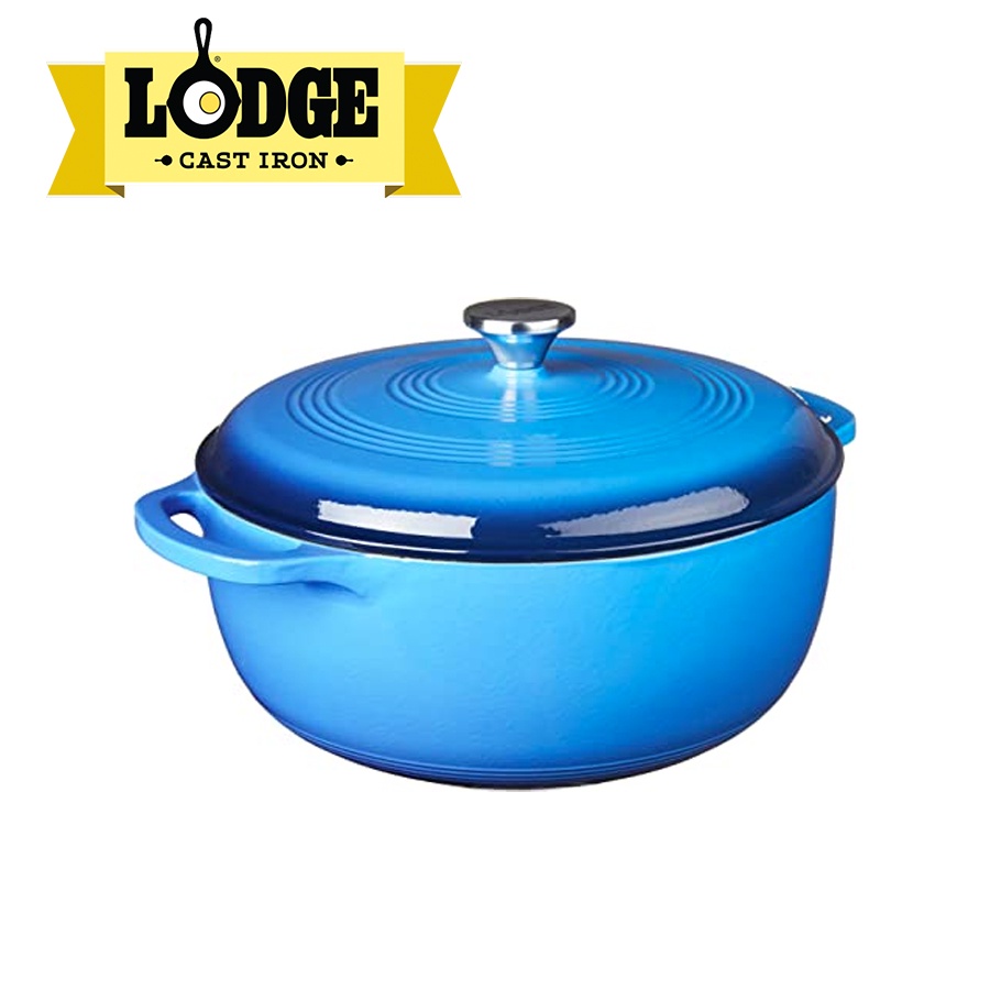 Lodge 7.5 Quart Enameled Cast Iron Dutch Oven Blue | Shopee Philippines