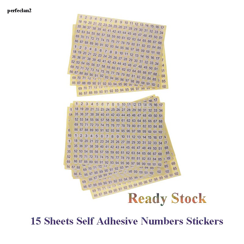 Stocked perfeclan2Set Of 15 Sheets, Round Sticky Number Stickers, 1 To ...