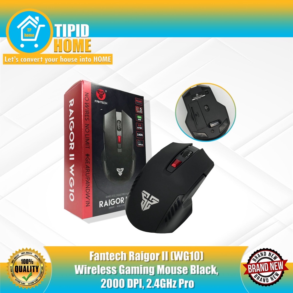 Fantech Raigor II (WG10) Wireless Gaming Mouse Black, 2000 DPI, 2.4GHz ...