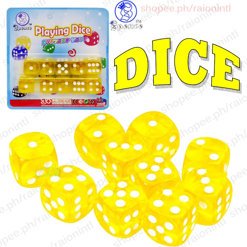Spence 10pcs Transparent Yellow Dice Set(A2224SP)Raion Traditional ...