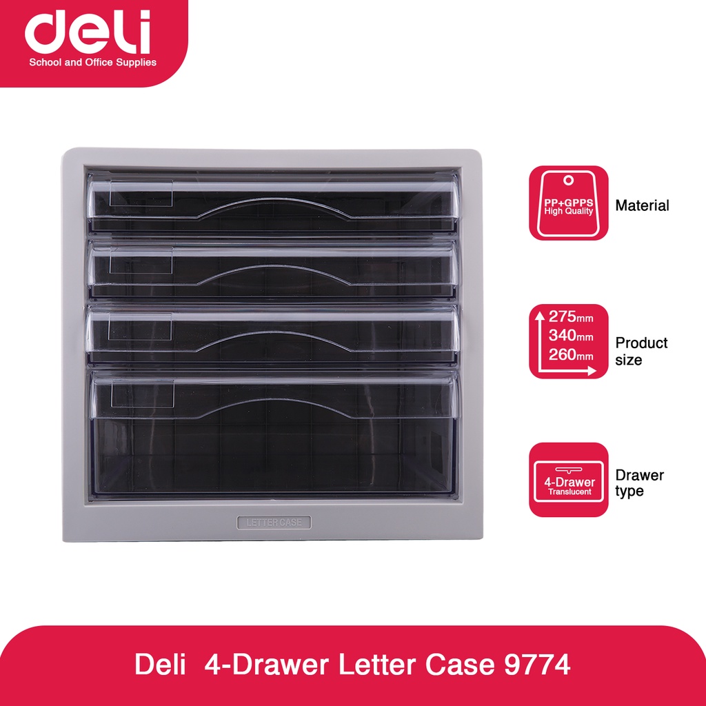 Deli 9774 Desk Organizer 4-Drawer Letter Case (1PC) | Shopee Philippines