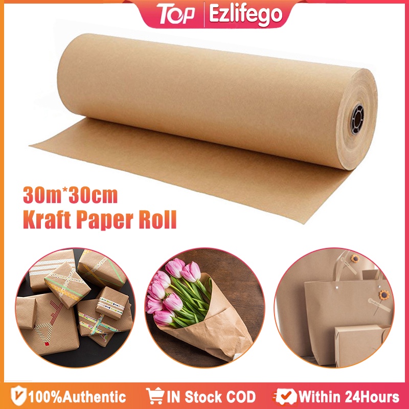 30 Meter Brown Kraft Paper Roll Gift Wrapper Paper Roll For Crafts,Art ...