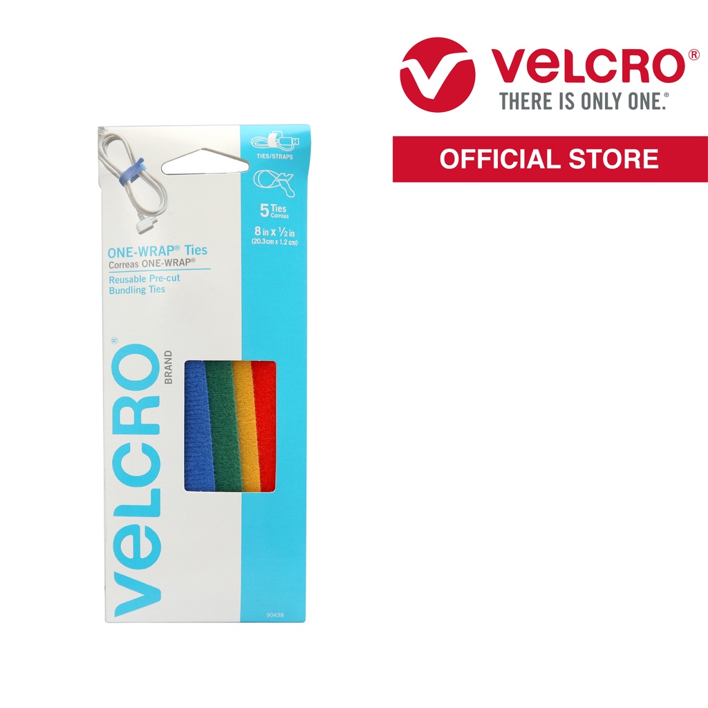 VELCRO One-Wrap Cable Ties 5s 20.3cm x 1.2cm 5 Assorted Colors (90438 ...