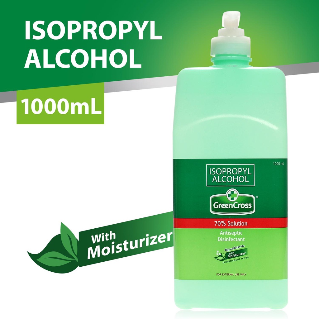 Green Cross Isopropyl Alcohol with Moisturizer 70% Solution (1000 mL PD) | Shopee Philippines
