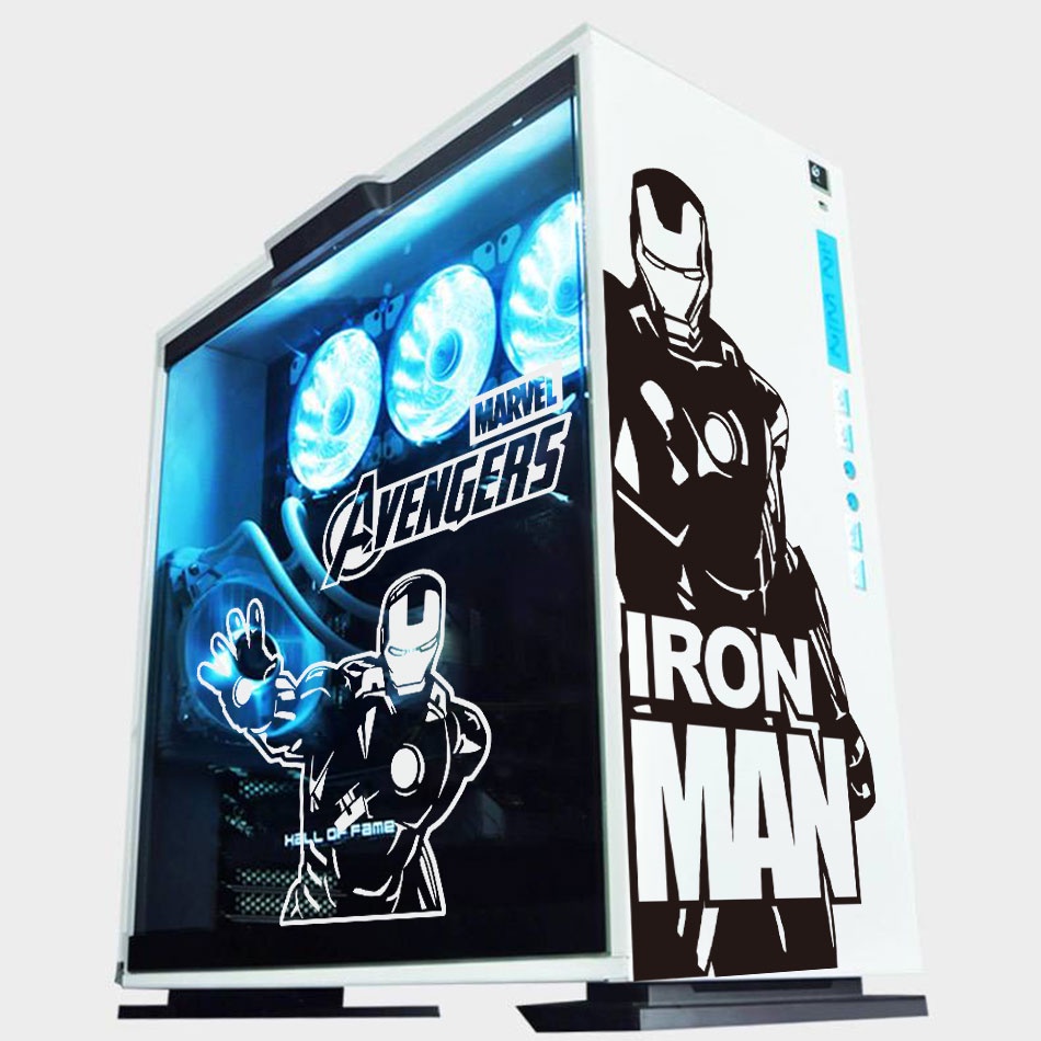 Iron Man PC Case Stickers Cartoon Computer Host Skin Decorate Decal ATX ...