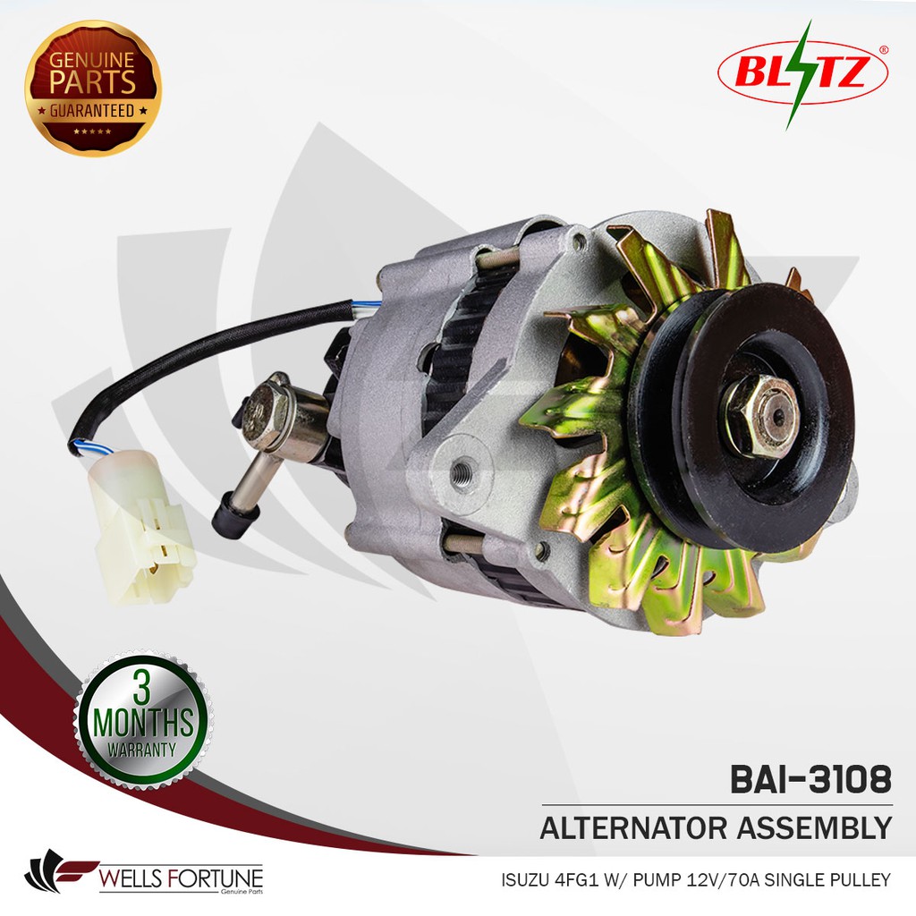 ISUZU 4FG1 12V 70A WITH PUMP SINGLE PULLEY BLITZ ALTERNATOR ASSEMBLY (1 ...
