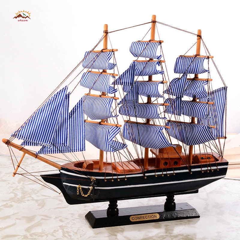Wooden Sailing Ship Mediterranean Style Home Decoration Handmade Carved ...