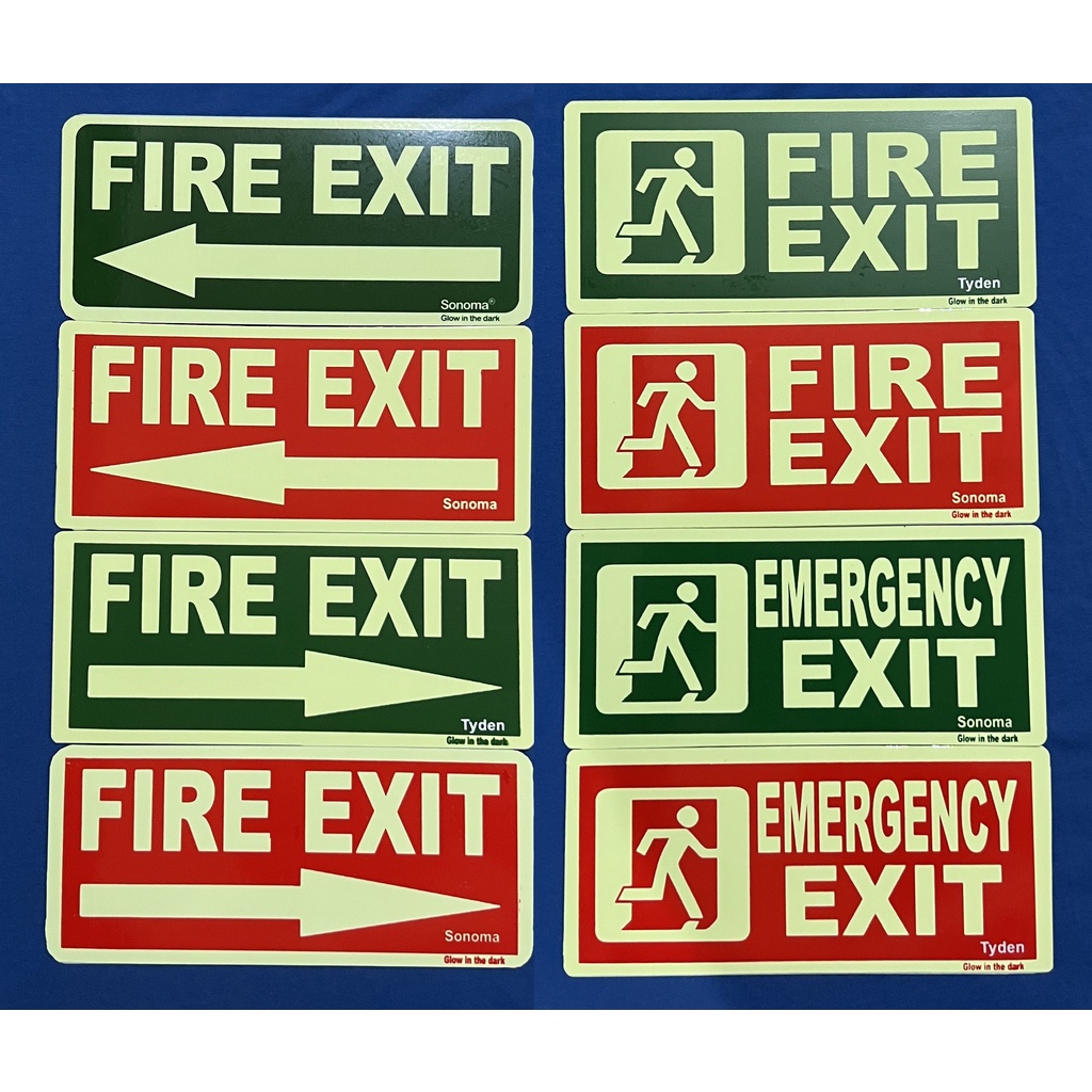 A-Mart High Impact Plastic Glow in the Dark Signages Fire Exit & Fire ...