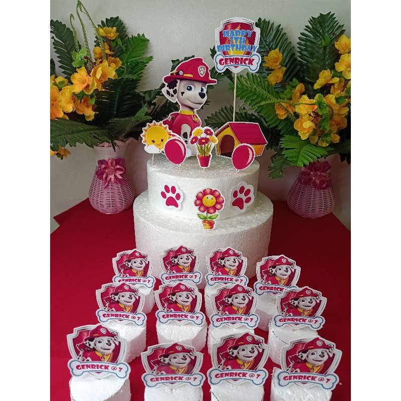 Paw Patrol Marshall Theme Cake & Cupcake Toppers | Shopee Philippines