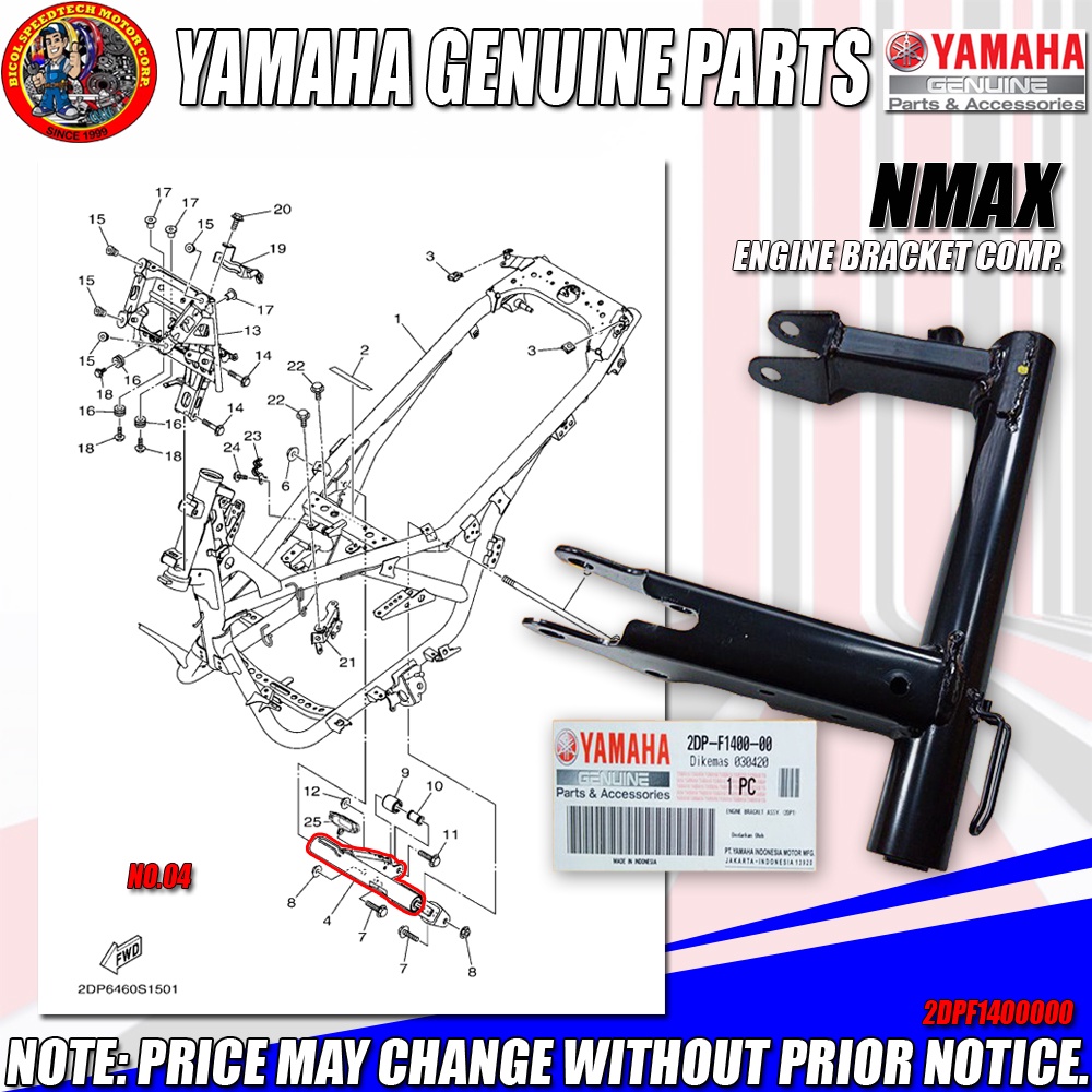 NMAX V1 ENGINE BRACKET COMP (YGP) (GENUINE: 2DP-F1400-00) | Shopee ...
