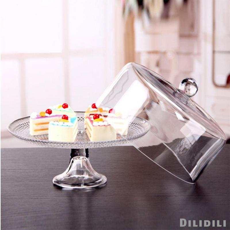 [ 1:12 Mini Acrylic Cake Display Plate with Cover Creative Decoration ...
