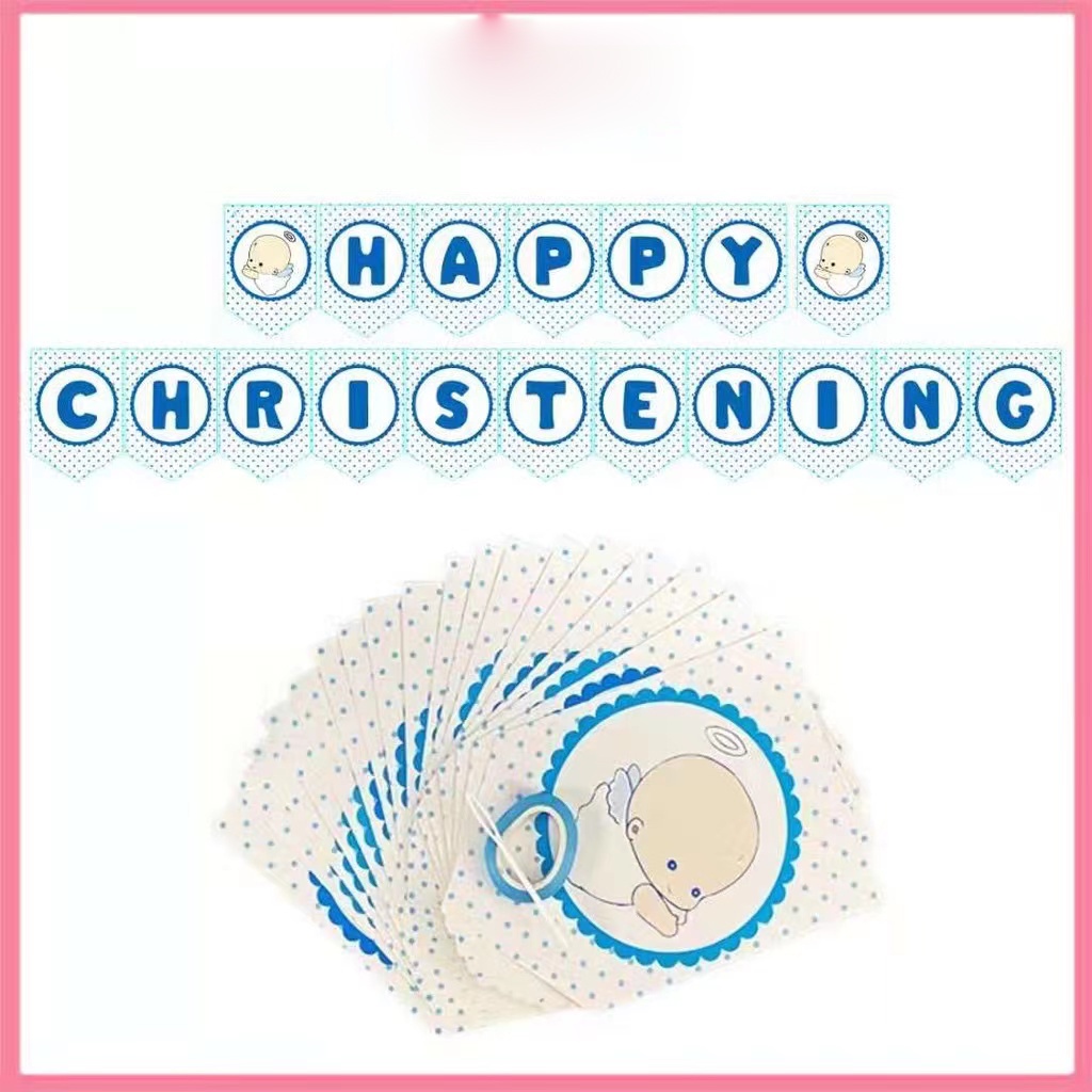Happy Christening Banner Decoration Banner Party Supplies Birthday ...