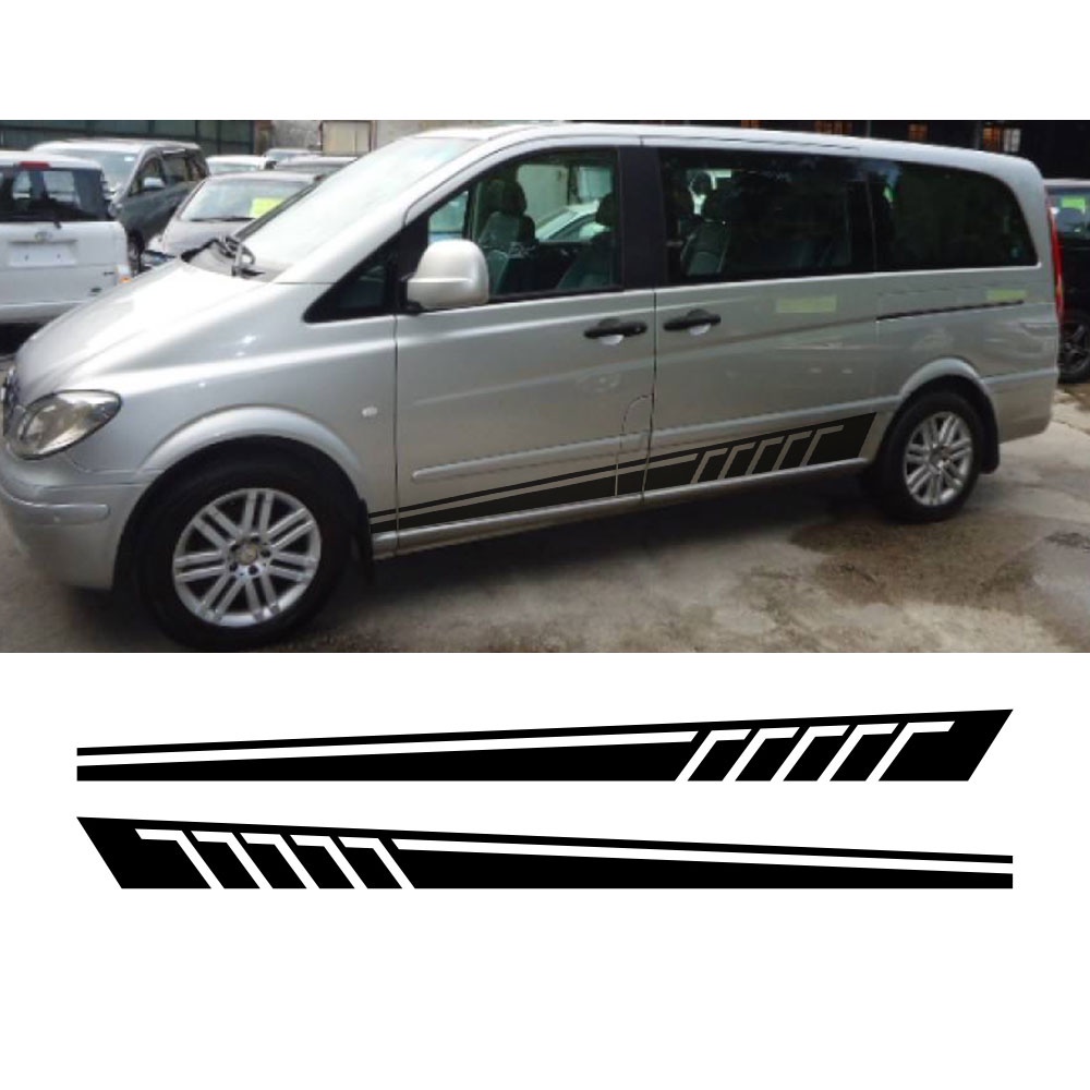2 Side Stripes Graphic Decal Sticker For Mercedes V Class Vito Viano ...