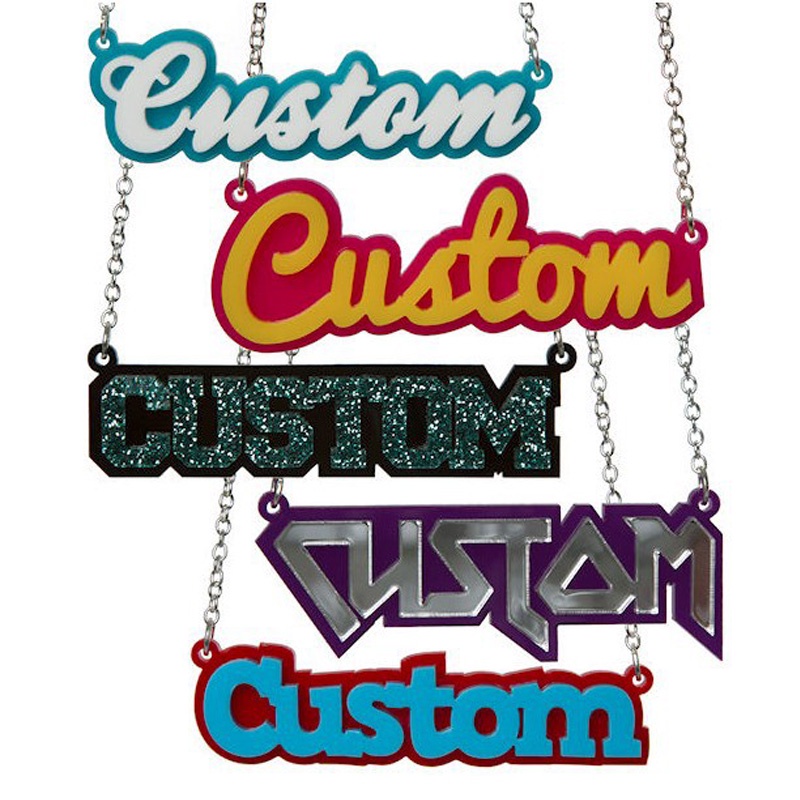 Custom Necklace Customized Acrylic Laser Cut Name Monogram Custom