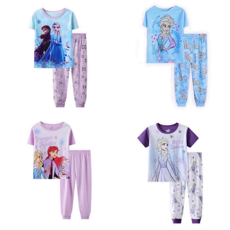 Frozenblue Elsapurple Elsa Stronger Baby & Kids Pajamas Set | Shopee ...