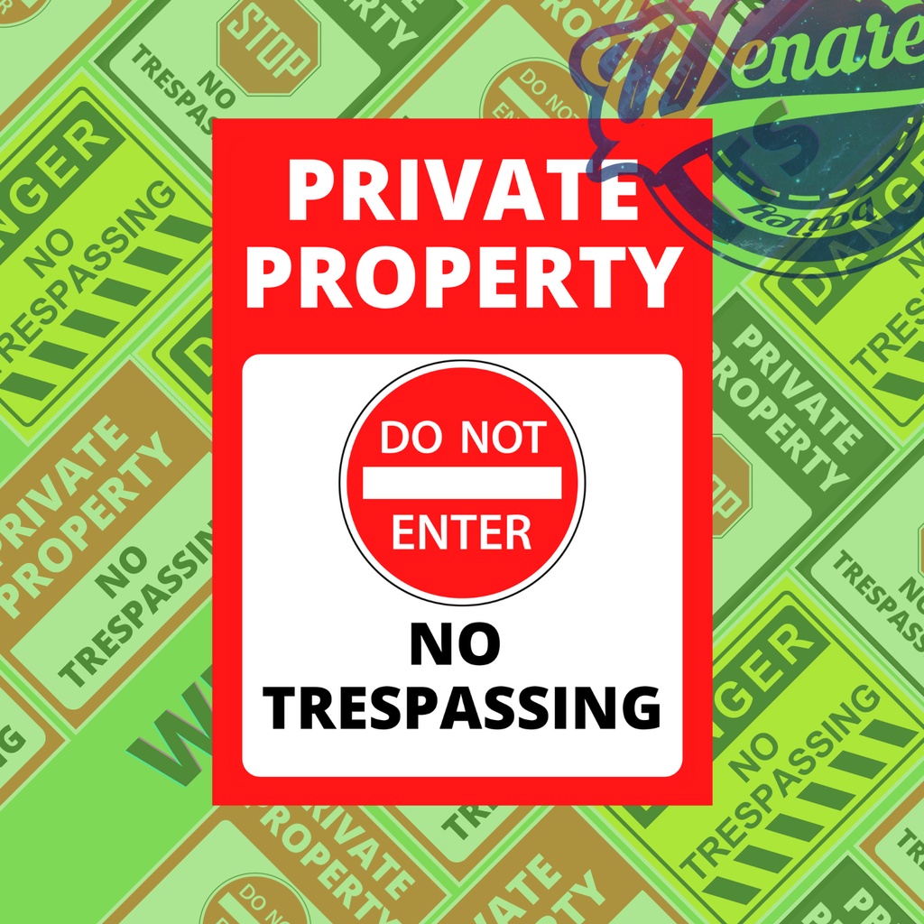 No Trespassing Pvc Laminated Sign Board A4 Signage Waterproof Shopee