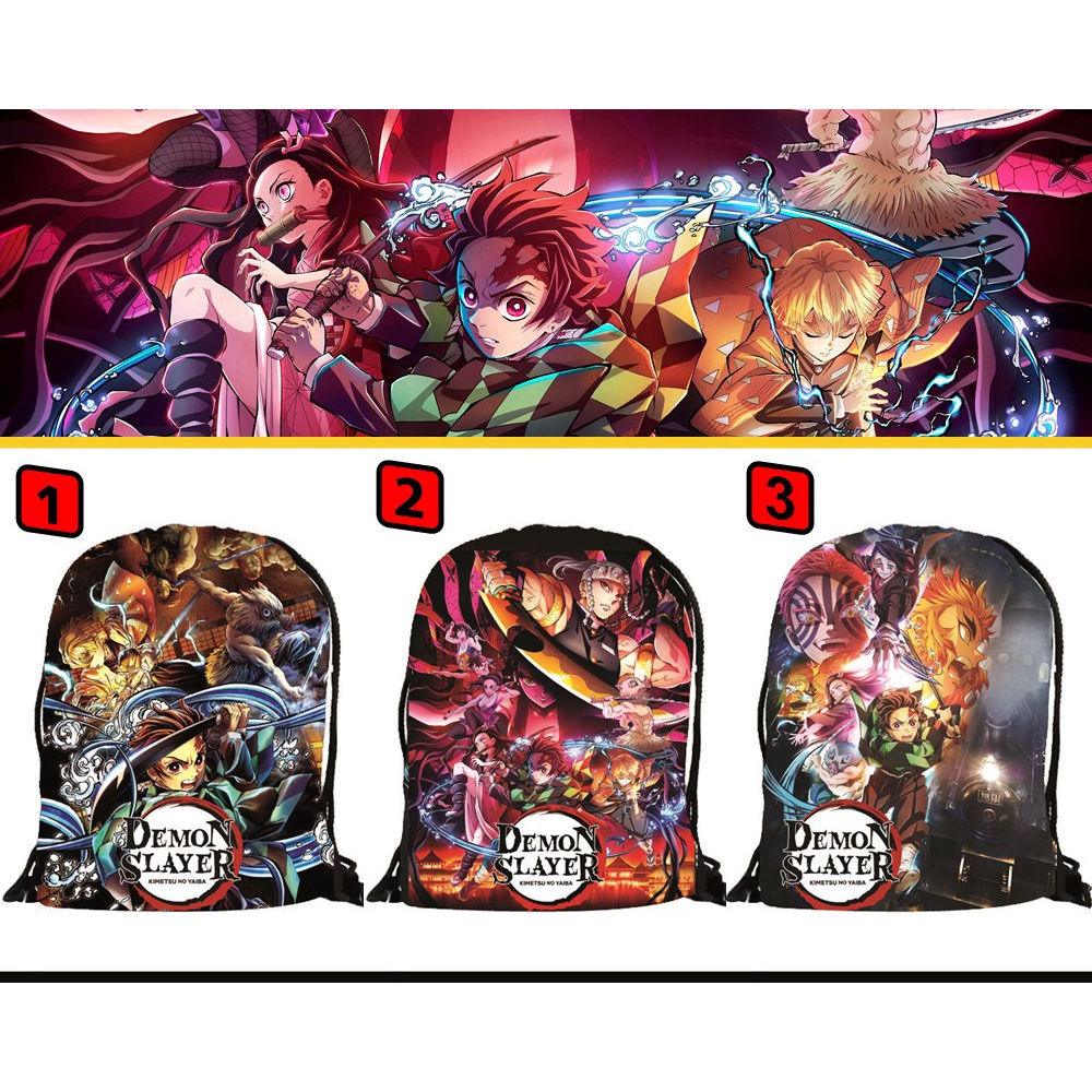 Newest Stringbag Drawstring Backpack ANIME Backpack Waterproof Kimetsu ...