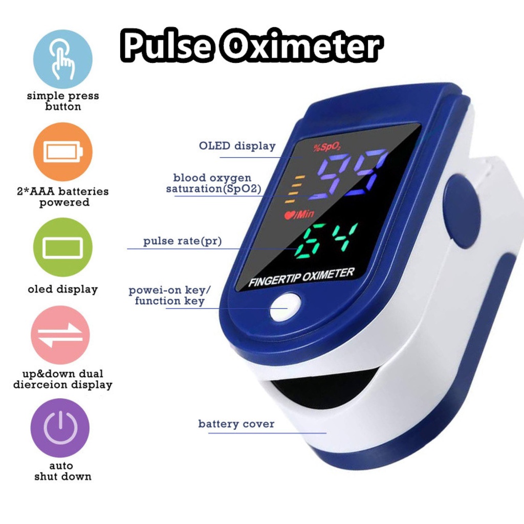 Fingertip Pulse Oximeter OLED Digital Display Blood Oxygen Saturation ...