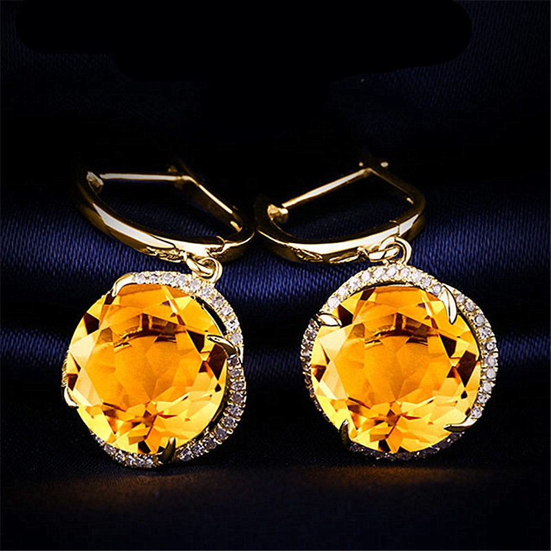 XIMILU⭐Rotating Diamond-Inlaid Citrine Earrings Girls Jewelry Cute ...
