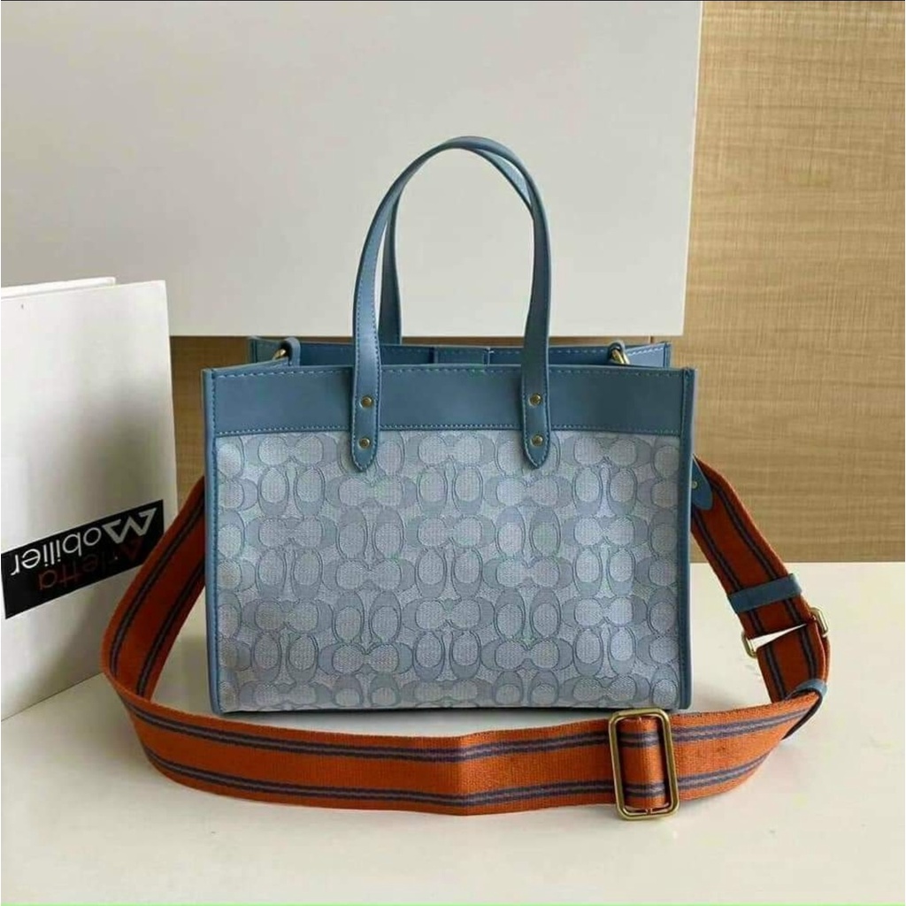 Coach Field Tote 30 In Signature Jacquard Top Handle With Detachable ...