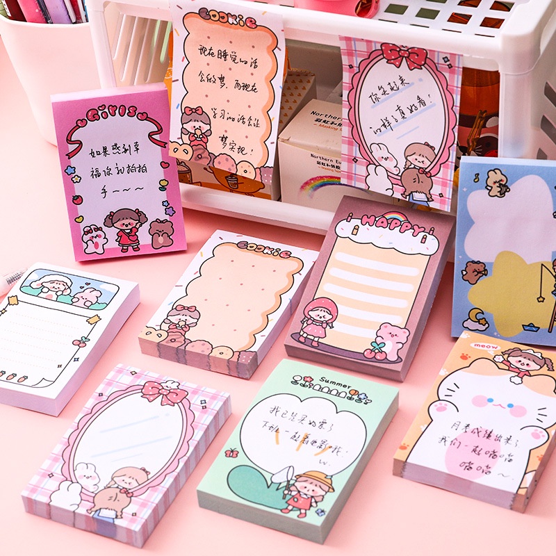 Cartoon Notepad Pad Girl Memo Pad Sticky Notes Sticker School Office ...