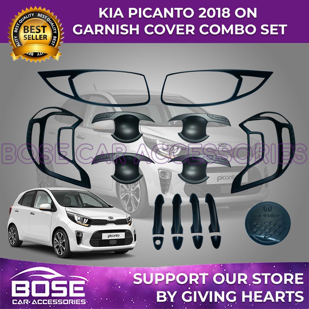 Kia Picanto Garnish Cover Set Black 2018 - Onwards Picanto Accessories ...
