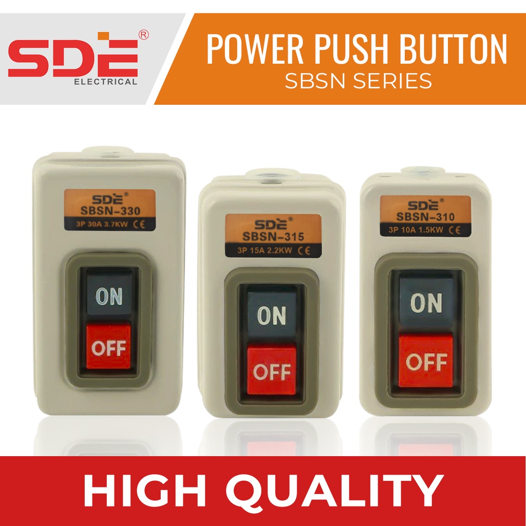 SDE POWER PUSH BUTTON 3PHASE 10A, 15A, 30A (SBSN SERIES) | Shopee ...