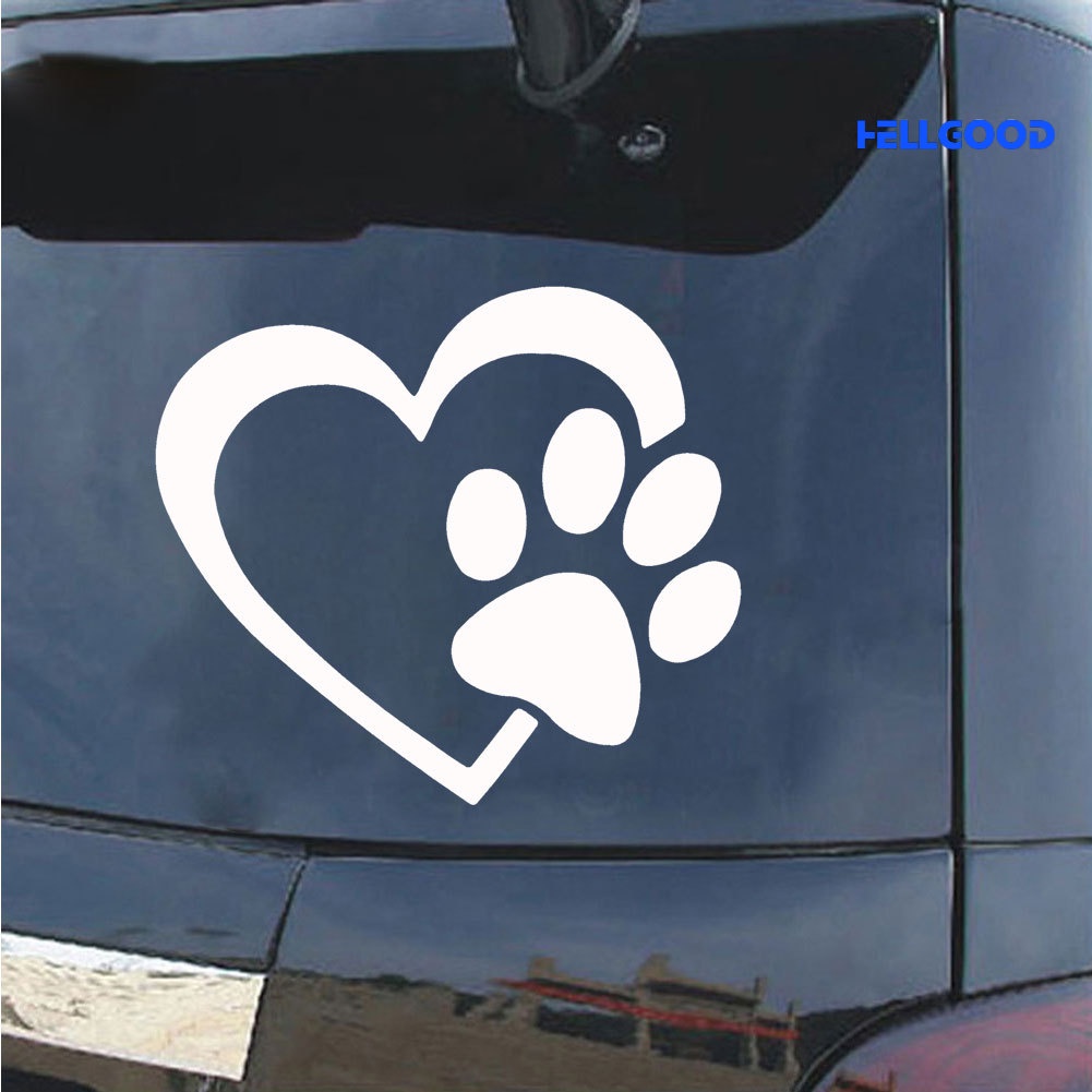 Hellgood Cute Heart Dog Paw Car Vehicle Body Window Reflective Decals ...