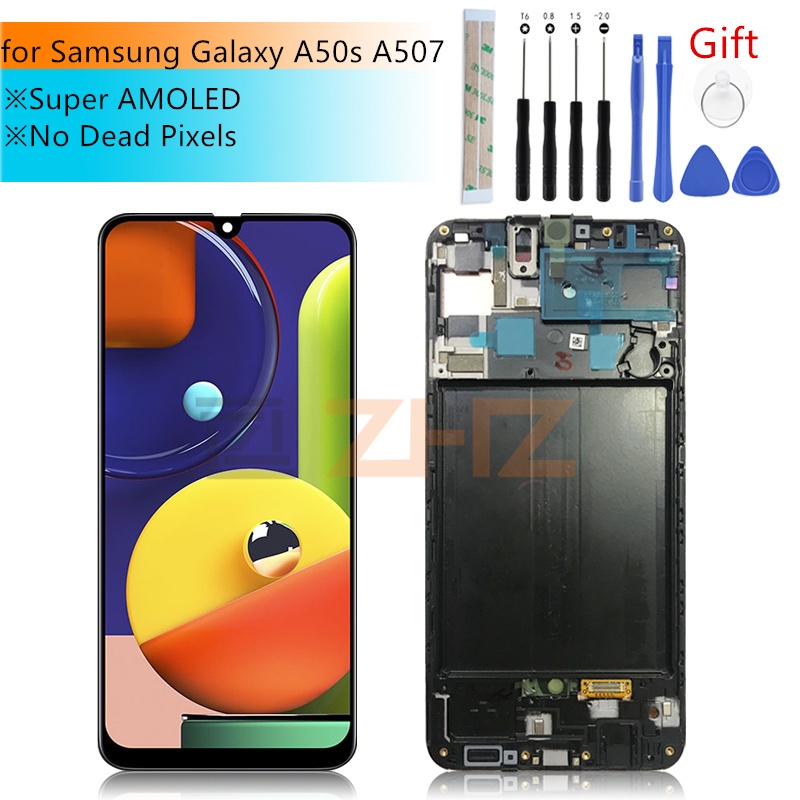 Super AMOLED For Samsung galaxy A50s lcd A507 A507F/DS Touch Screen Digitizer Assembly +frame ...