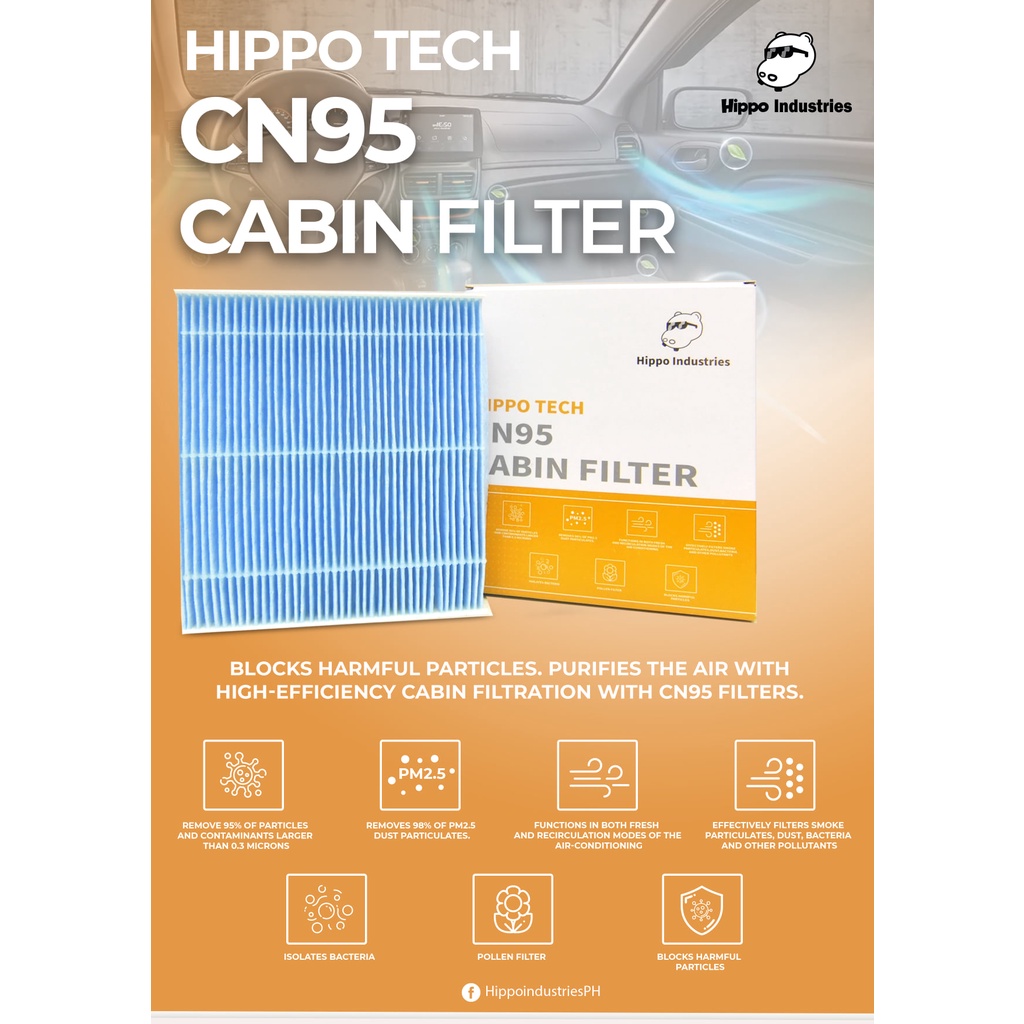HIPPO TECH CN95 Cabin Filter for Mitsubishi Mirage & Mitsubushi Xpander | Shopee Philippines